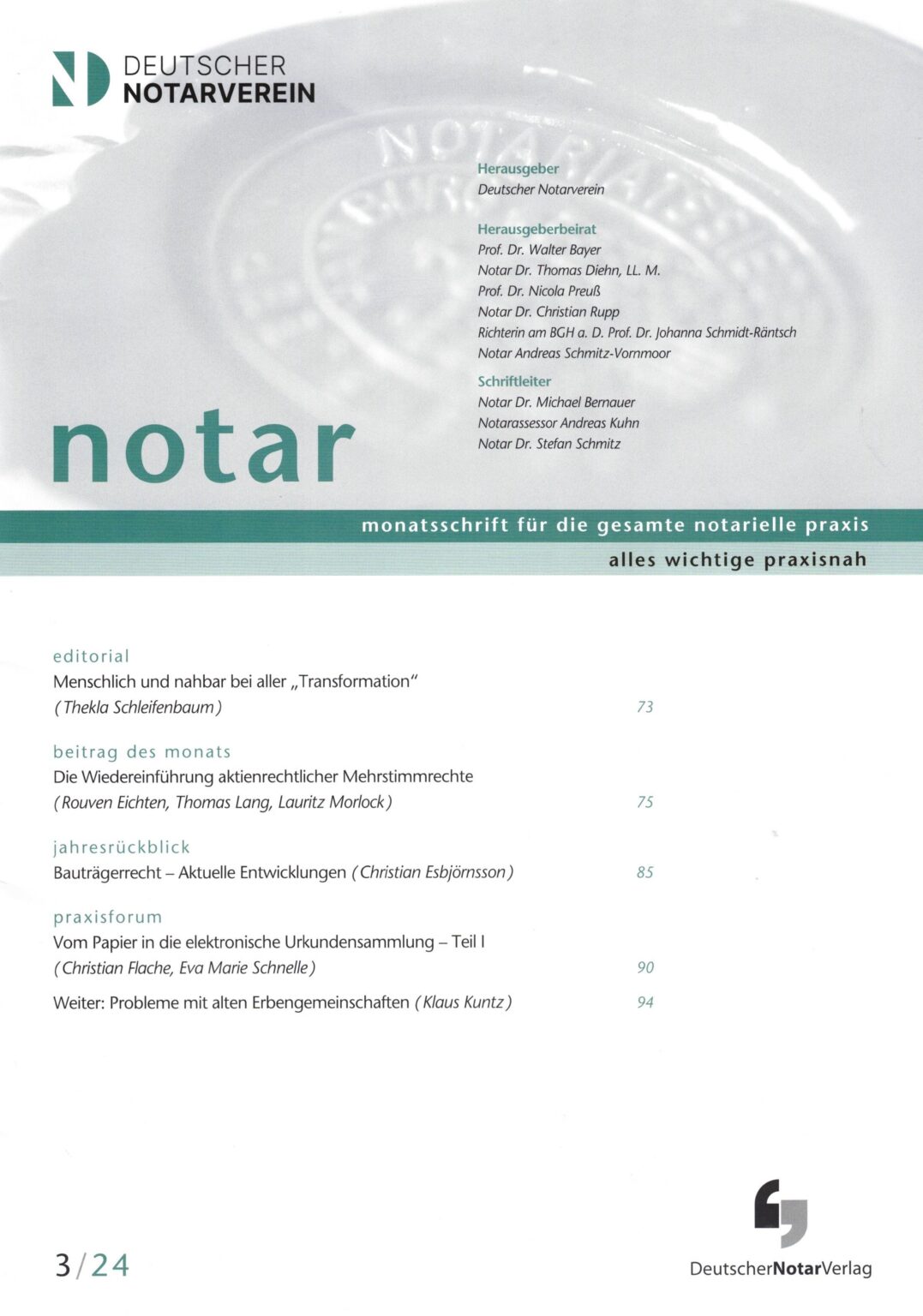 Zeitschriften – Deutscher Notarverein