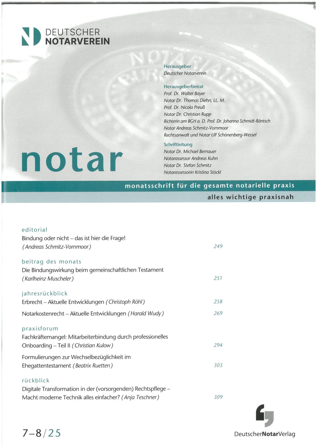 Zeitschriften – Deutscher Notarverein